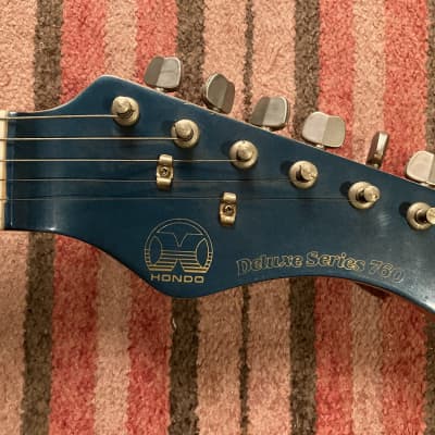 80's Hondo Deluxe Series 760 Strat Blue w/Matching Headstock | Reverb