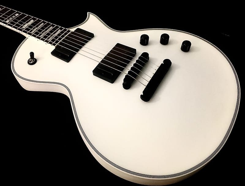 ESP EII ECSWS Snow White Satin Eclipse W/EMG PU's & Case Made | Reverb