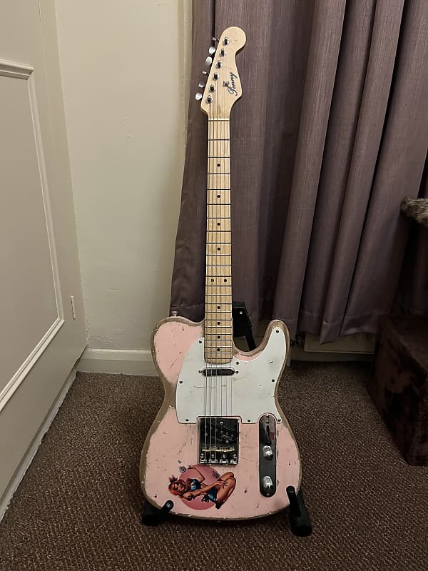Custom Telecaster Style Guitar - Pink Relic Finish | Reverb UK