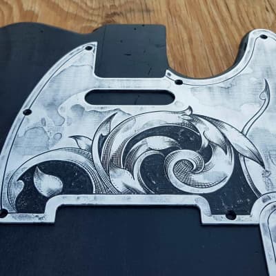 Custom telecaster hand-engraved floral relic aluminum | Reverb France