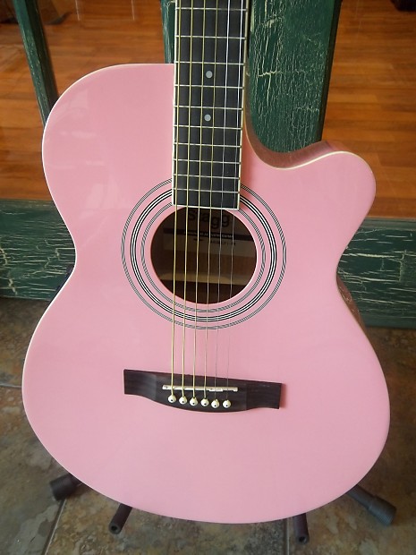 Stagg SA40 SA40MJCF1 Cutaway Acoustic Electric Guitar in Pink | Reverb