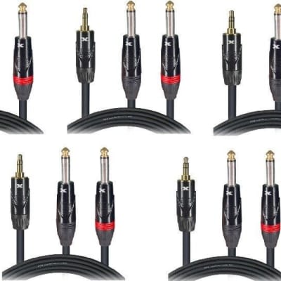 5x ProX XC-MYP05, 5 Ft. Unbalanced 3.5mm. Mini-TRS to Dual | Reverb