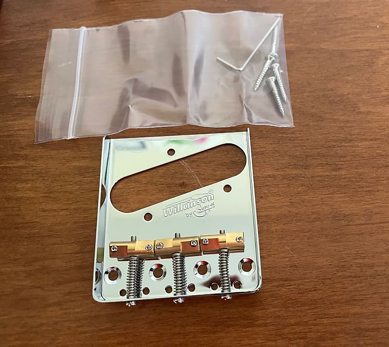 Left-Handed Wilkinson Telecaster Bridge - Chrome | Reverb