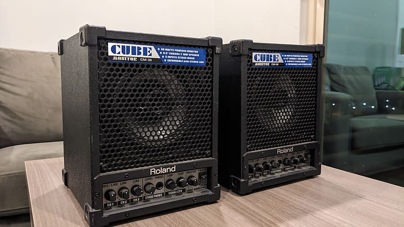 Pair of Roland CM-30 Cube Monitors 2010s - Black | Reverb