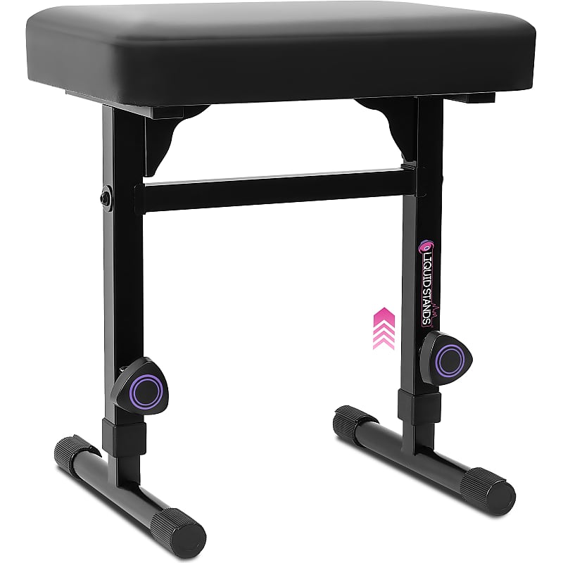 Liquid Stands Adjustable Piano Bench Stool - Black Padded | Reverb