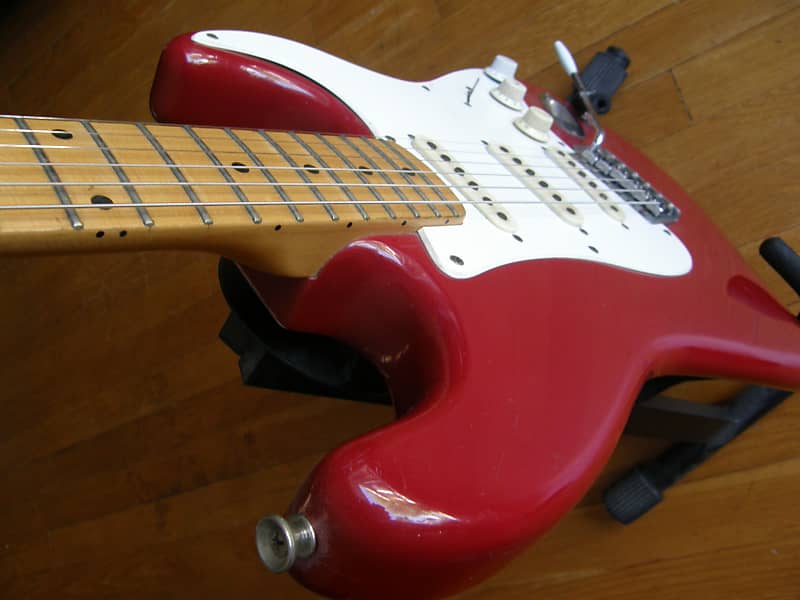 Lotus Red 80s early 90s Maple neck Strat style electric | Reverb