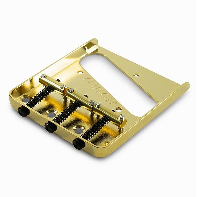 Kluson Steel Bridge For Tele W/Brass Saddles Gold, Half Satin | Reverb