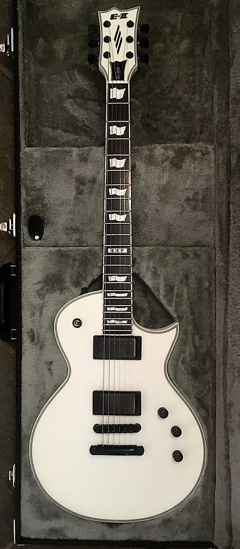 ESP EII ECSWS Snow White Satin Eclipse W/EMG PU's & Case Made | Reverb