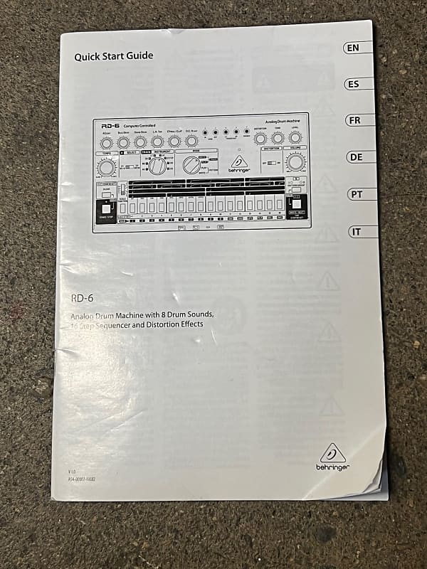 Behringer RD-6 Analog Drum Machine Quick Start Guide Book | Reverb