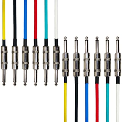6 Inch Guitar Patch Colored Cable 6-Pack, Ts 1/4" Right Angle | Reverb
