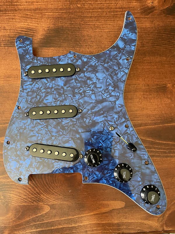 Loaded Pickguard for American Fender Strat Blue Pearloid | Reverb