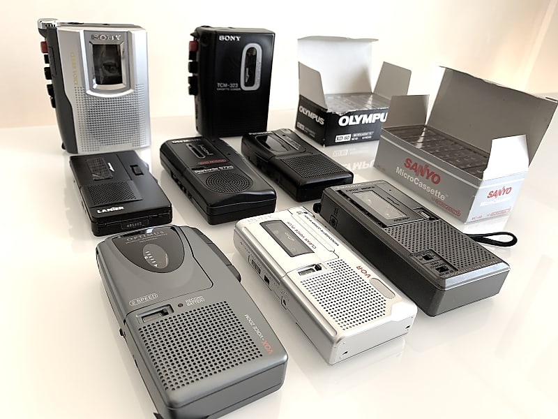 Two Mini Cassette and Six Microcassette Dictaphone Recorders | Reverb
