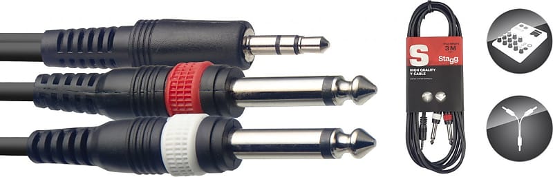 Y cable, mini jack/jack (1m/2m), 3 m (10') | Reverb