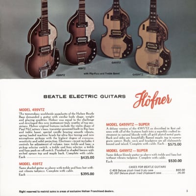 Hofner 459-VTZ Violin Guitar 1967 - Violin Sunburst | Reverb