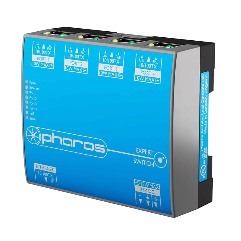 Pharos XPS Expert Switch / DIN rail Ethernet switch with 4 | Reverb
