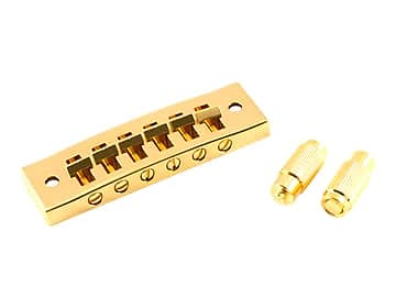 Kluson-Harmonica Steel Bridge, Gold With Brass Saddles - | Reverb