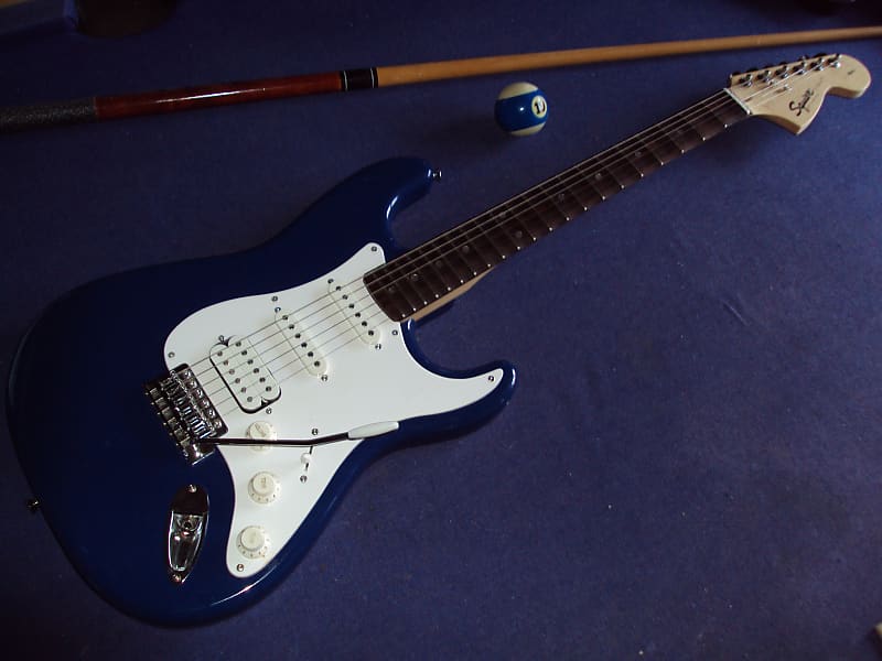 Scalloped SQUIER Affinity Stratocaster ,blue , HSS, used | Reverb