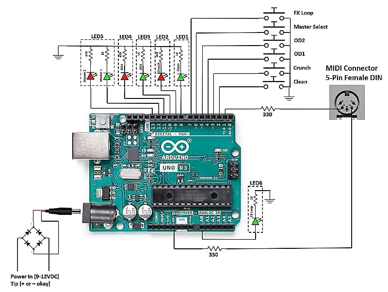 DIY Arduino Board for Custom 6-Way MIDI Footswitch Design for | Reverb