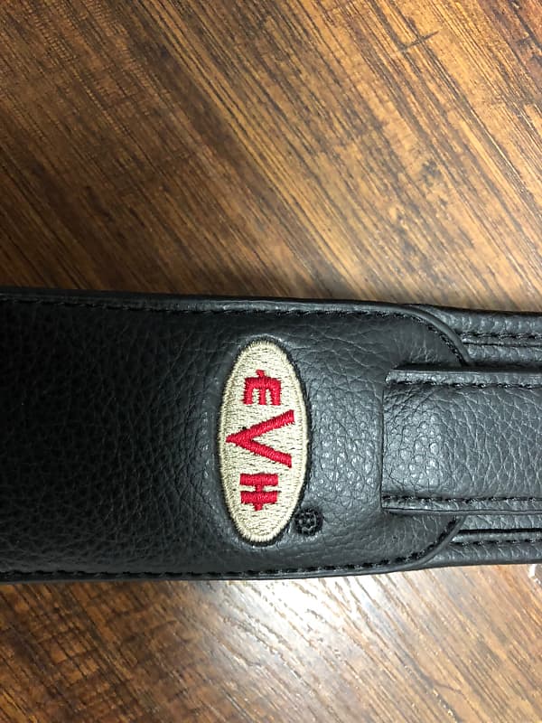 EVH Signature Leather Guitar Strap with Logo Black | Reverb