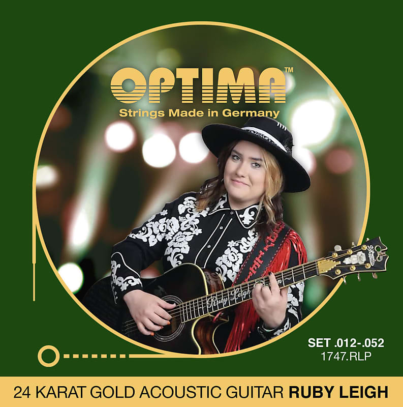 Optima 24K Gold Plated Ruby Leigh Acoustic Guitar Strings | Reverb