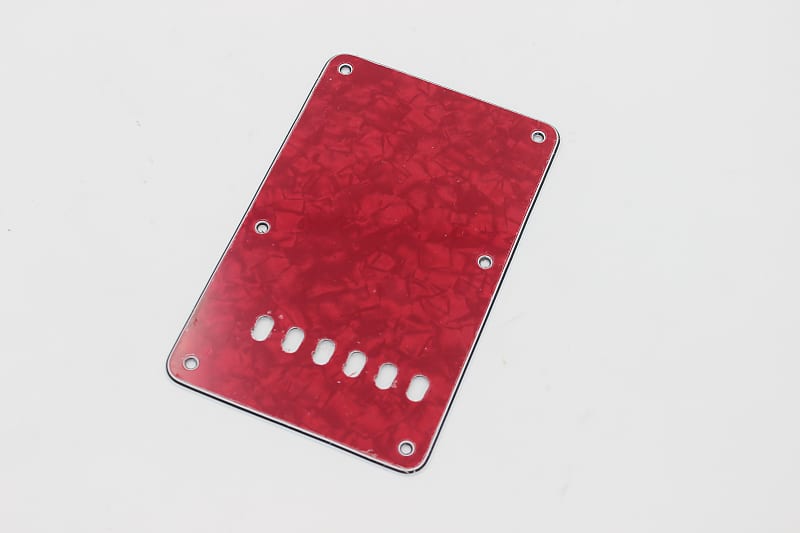 MIghty Mite Red Pearloid Pearl 3-ply Strat Back Plate | Reverb UK