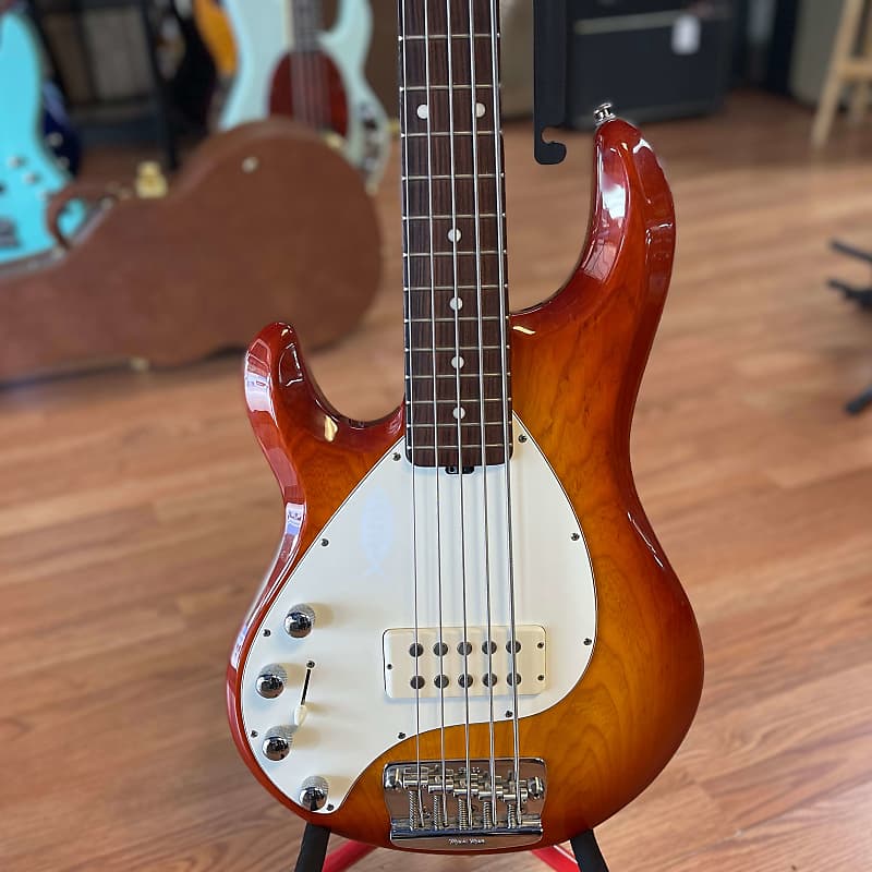 Musicman Stingray 5 string bass LEFT handed 1996 Sunburst | Reverb