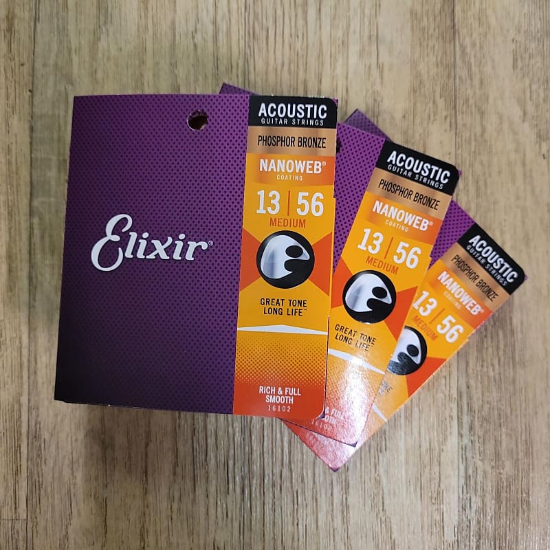 Elixir 3X sets 16102 Phosphor Bronze Nanoweb 13-53 HD Light | Reverb