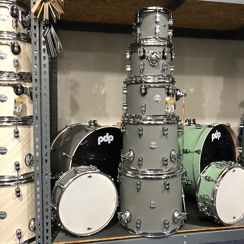 PDP Concept Maple 7-Piece Shell Kit in Satin Pewter, Chrome | Reverb