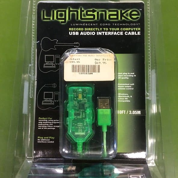 Soundtech Lightsnake Green Audio USB to Mic/Instrument | Reverb