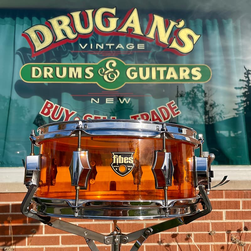 Fibes Crystalite Acrylic 5.5x13 Snare Drum Amber Austin Era | Reverb