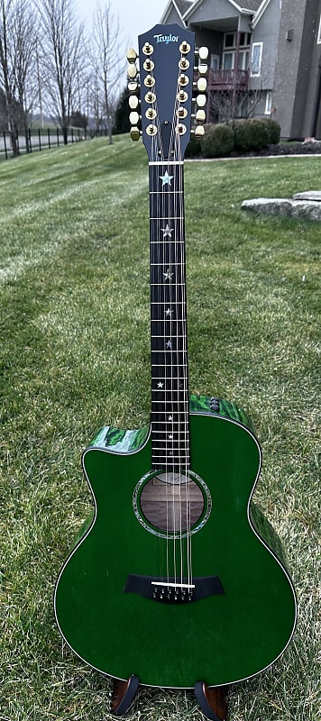 2017 Taylor Custom Made, 12 String Stained Green, Maple, | Reverb