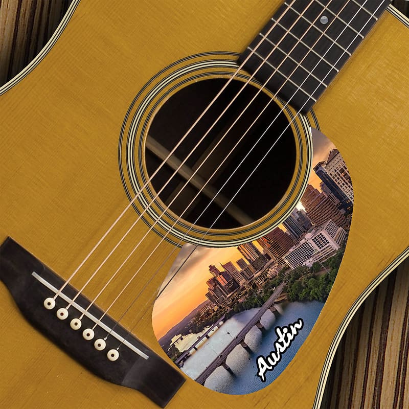 Acoustic Austin Texas Skyline Pickguard – Custom Printed -184 | Reverb