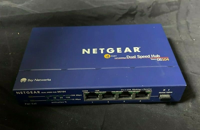Used Netgear 4 Port 10/100 Mbps Dual Speed Hub Model DS104 | Reverb