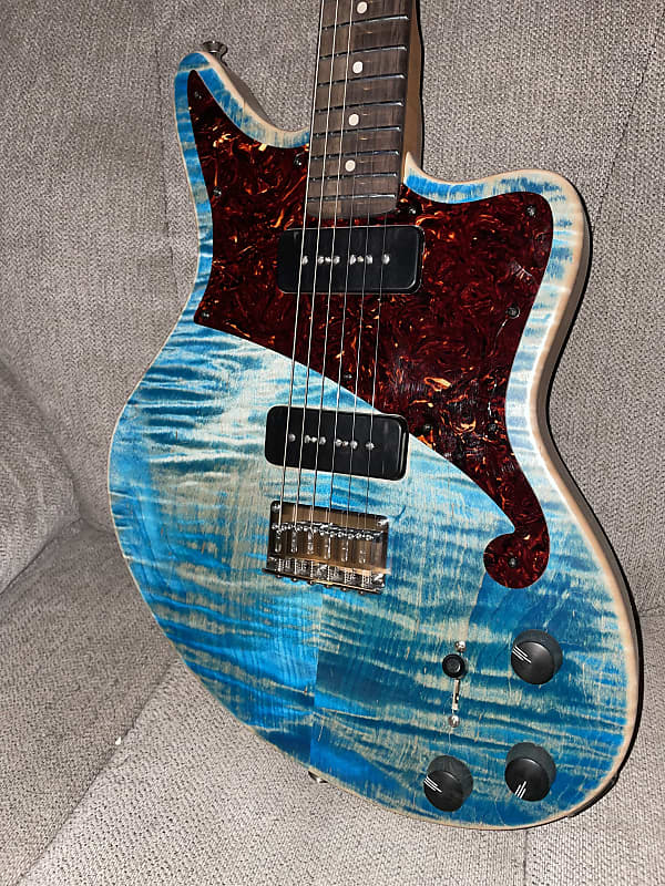 Custom hand built offset guitar- Faded Blue Finish | Reverb