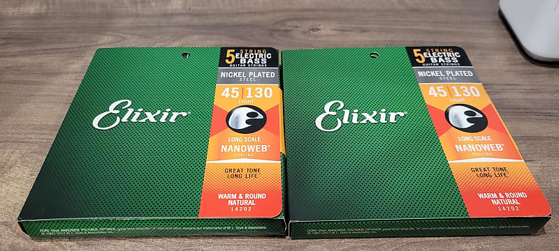 Elixir 14202 **2 Pack** Nanoweb Nickel Plated Steel 5-String | Reverb