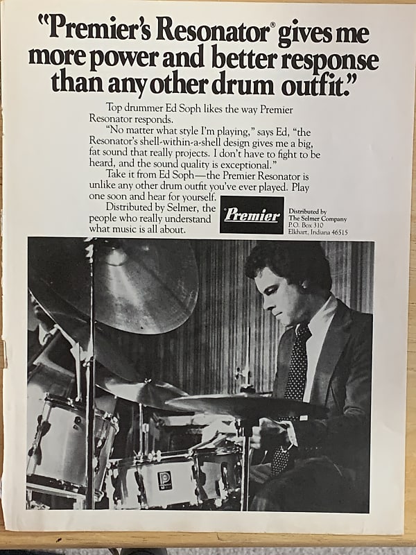 1977 Premier Drums Original Black & White Magazine Printed | Reverb