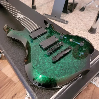ESP Forest 7 Sanskrit 2010 Custom Gloss W/Kandy Green | Reverb