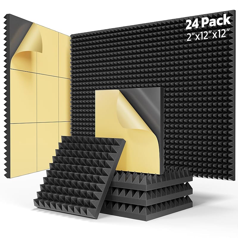 24 Pack Pyramid Sound Proof Foam Panels For Walls With | Reverb