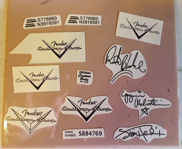12 Fender Waterslide Luthier Decals Signatures Custom SHOP | Reverb