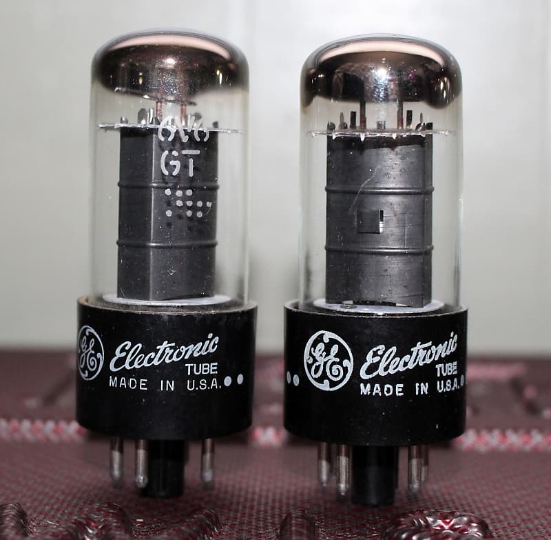 GE 6V6GT 6V6GTA TIGHT MATCH PAIR BLACK PLATE RECTANGLE GETTER | Reverb