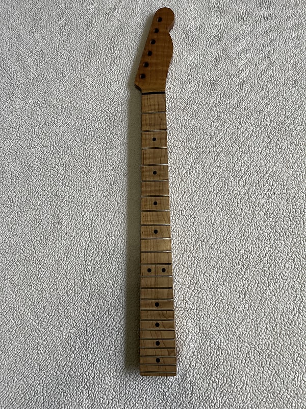 Warmoth Telecaster roasted flame maple neck | Reverb