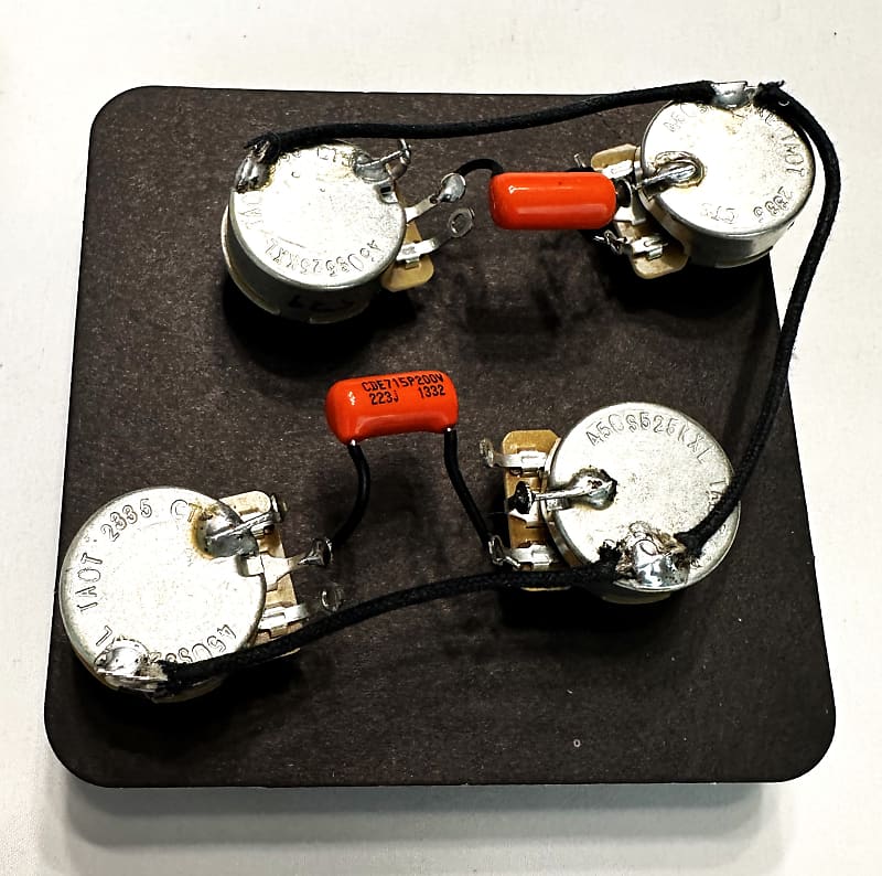 Les Paul 50s Wiring Harness and CTS 525K Pots 0.022uF Sprague | Reverb