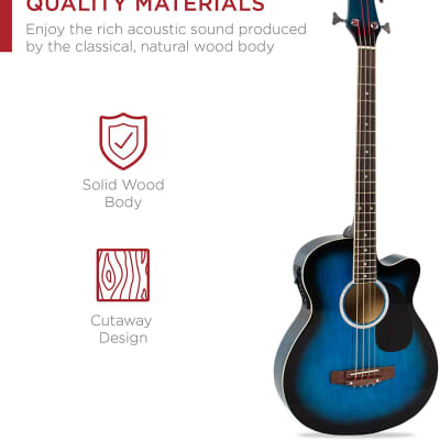 Full Size 4 String Acoustic Electric Bass Guitar Fretted Bass | Reverb