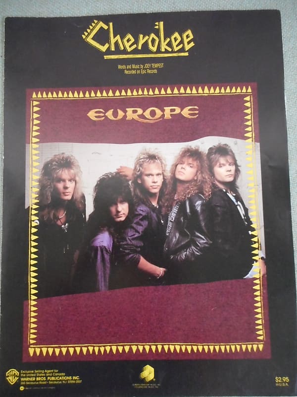Europe "Cherokee" Sheet Music 1986 | Reverb