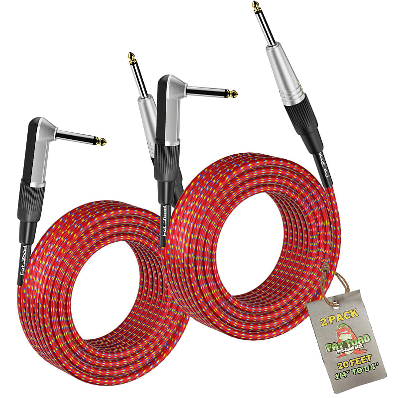 Fat Toad Guitar Cords (2 Pack) - Right Angle to Straight-End | Reverb