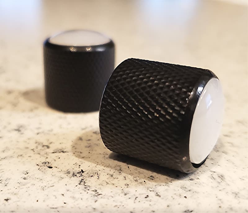 Tele knob , black with white pearl top X 2 by Dillion | Reverb