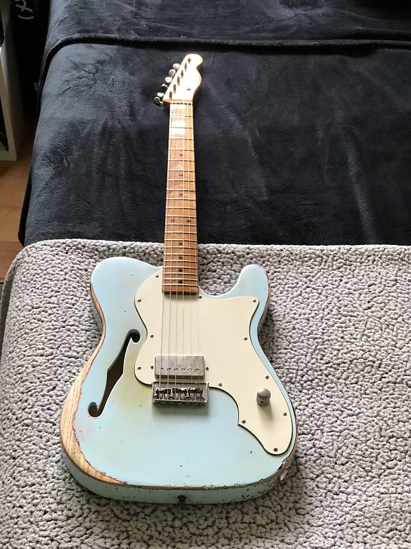 Fender Thinline Telecaster Custom | Relic Sonic Blue Over | Reverb