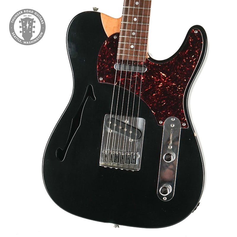 1990s Stevens Extended Cutway Thinline Tele Black | Reverb