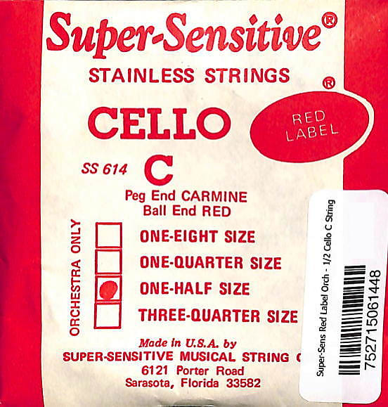 Super-Sensitive Red Label Medium - 1/2 Cello C String | Reverb