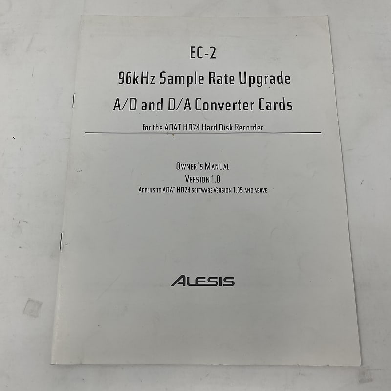 Alesis EC-2 96kHz Sample Rate Upgrade for ADAT HD24 - Owner's | Reverb